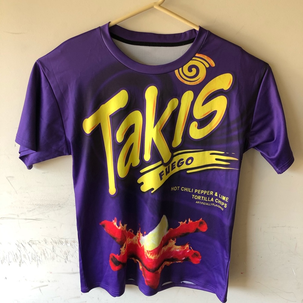 Takis Fuego Chips All Over Tee Purple 2-Sided Xl - Gem